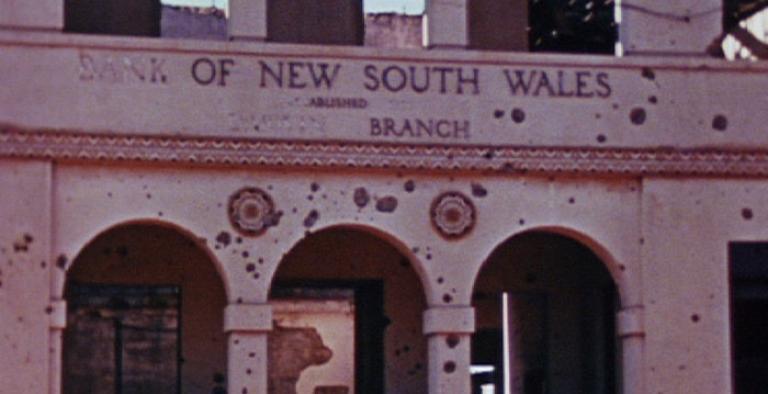 Bombed out Bank of NSW, Darwin | National Film and Sound Archive of ...