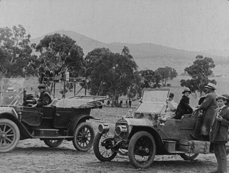 Model T Fords travel to the Naming of Canberra ceremony, 12 March 1913 ...